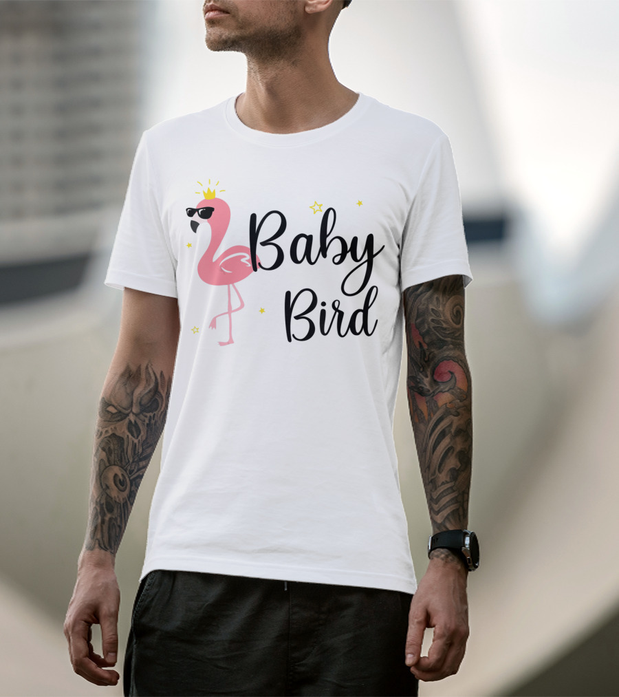 Baby Bird Flamingo Sunglasses Crown Stars T-Shirt