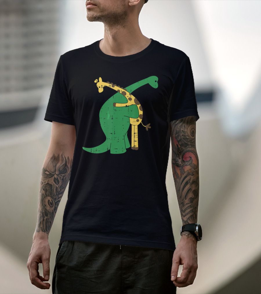 Giraffe Dinosaur Love Hug Safari Animals Dino T-Shirt