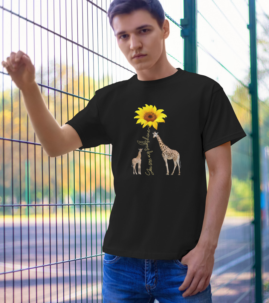 Sunflower You Are My Sunshine Giraffe With Mother And Calf T-Shirt