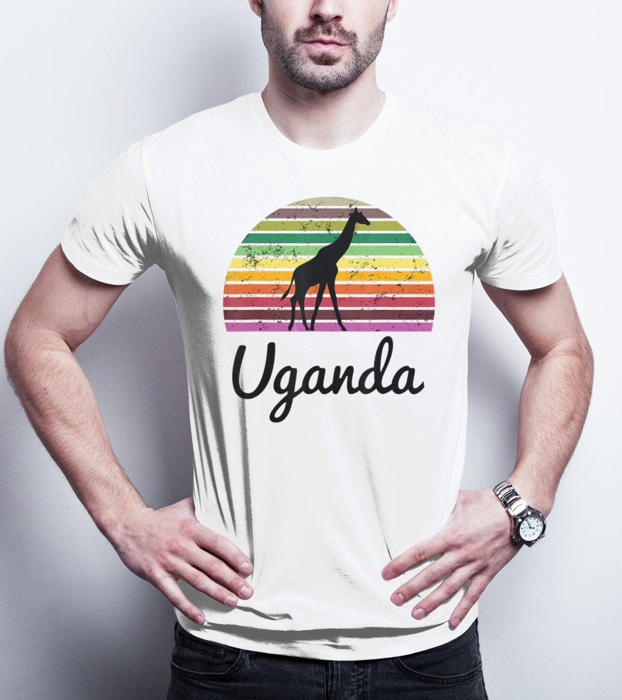 Uganda Giraffe Vintage Sunset Safari T-Shirt