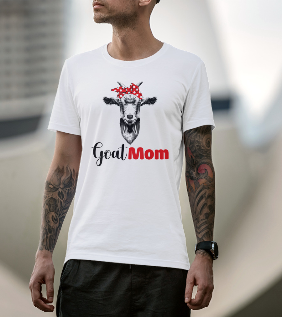 Funny Goat Mom Lovers Girl Polka Dot Bow T-Shirt