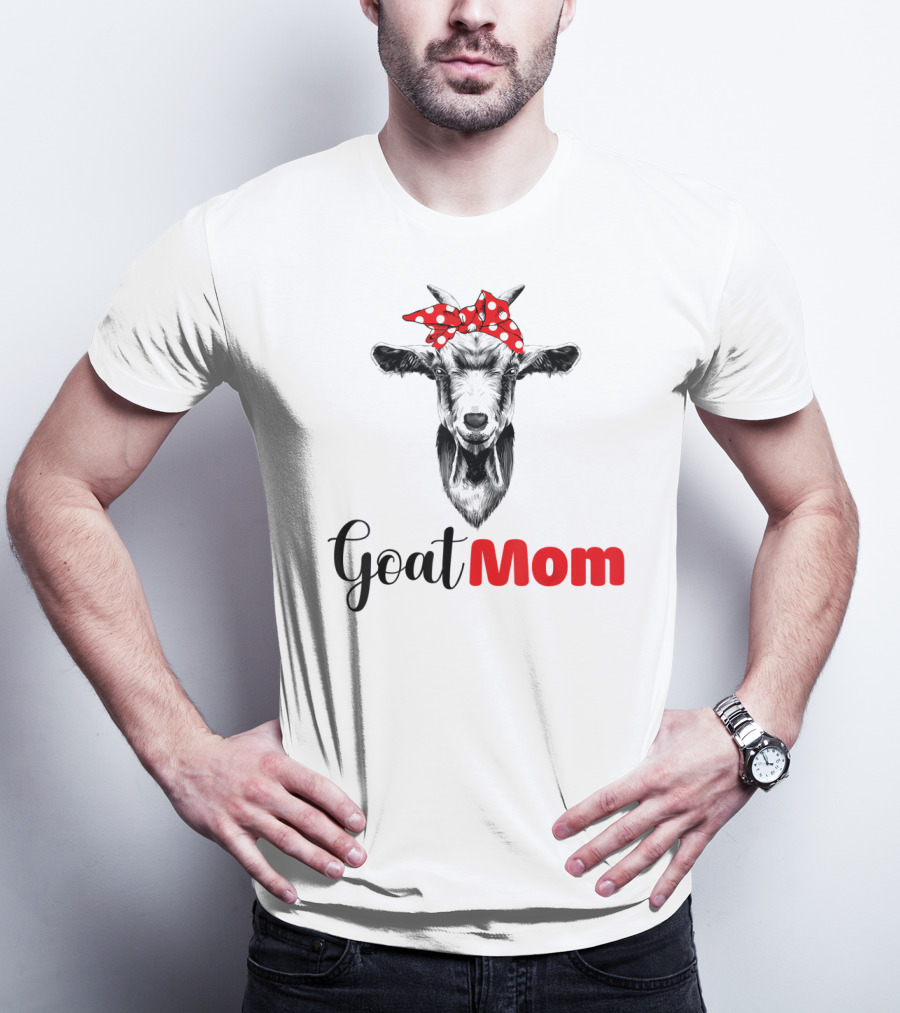 Funny Goat Mom Lovers Girl Polka Dot Bow T-Shirt