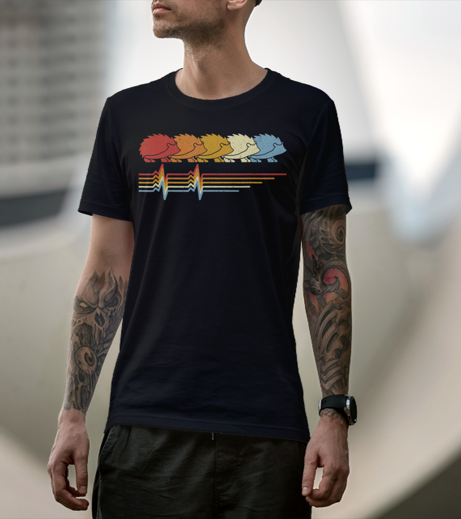 Hedgehog Heartbeat Retro Animal Lover T-Shirt