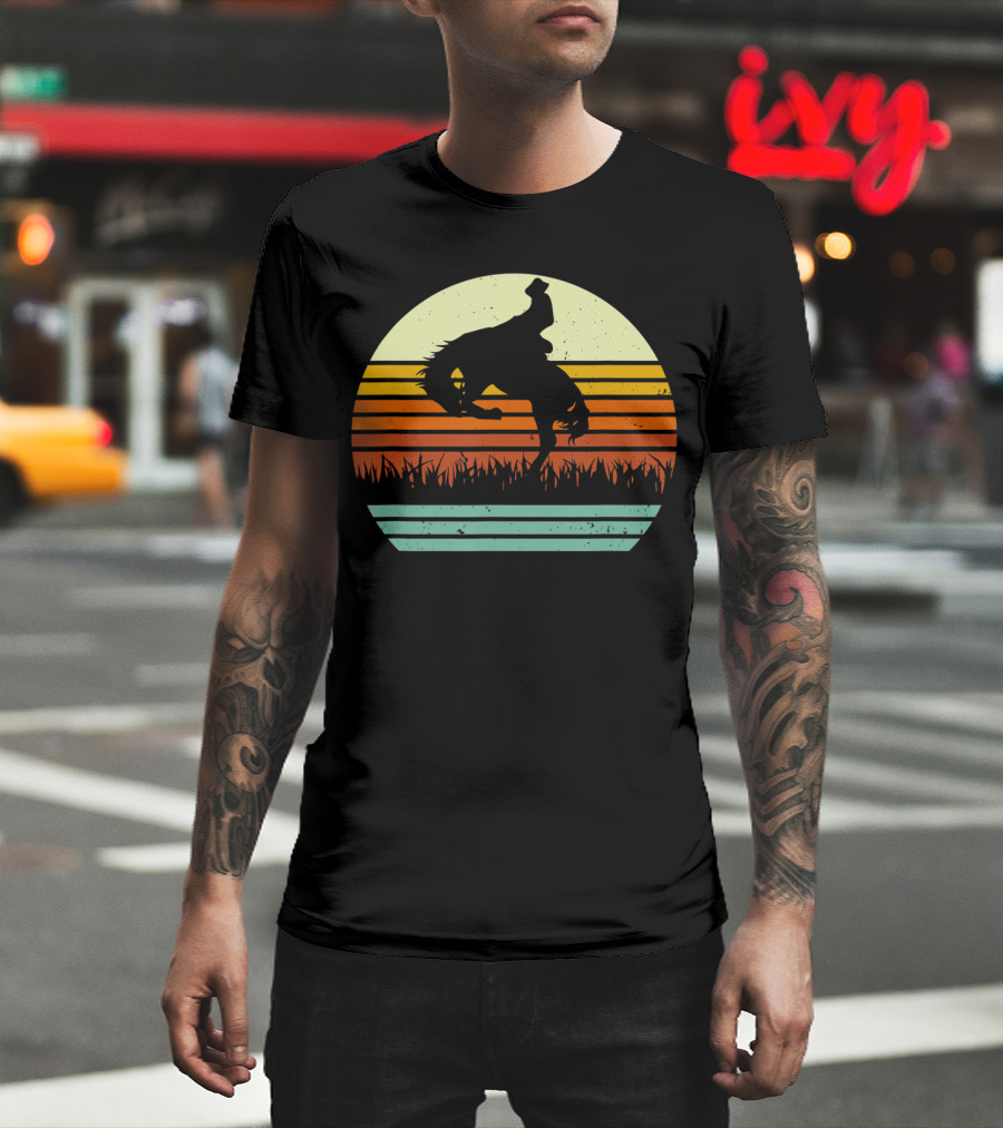 Bucking Bronco Horse Sunset T-Shirt