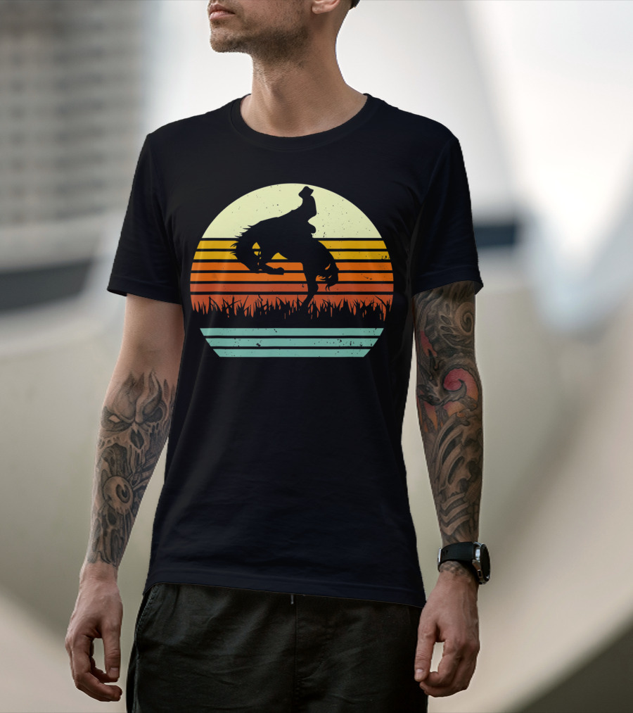 Bucking Bronco Horse Sunset T-Shirt