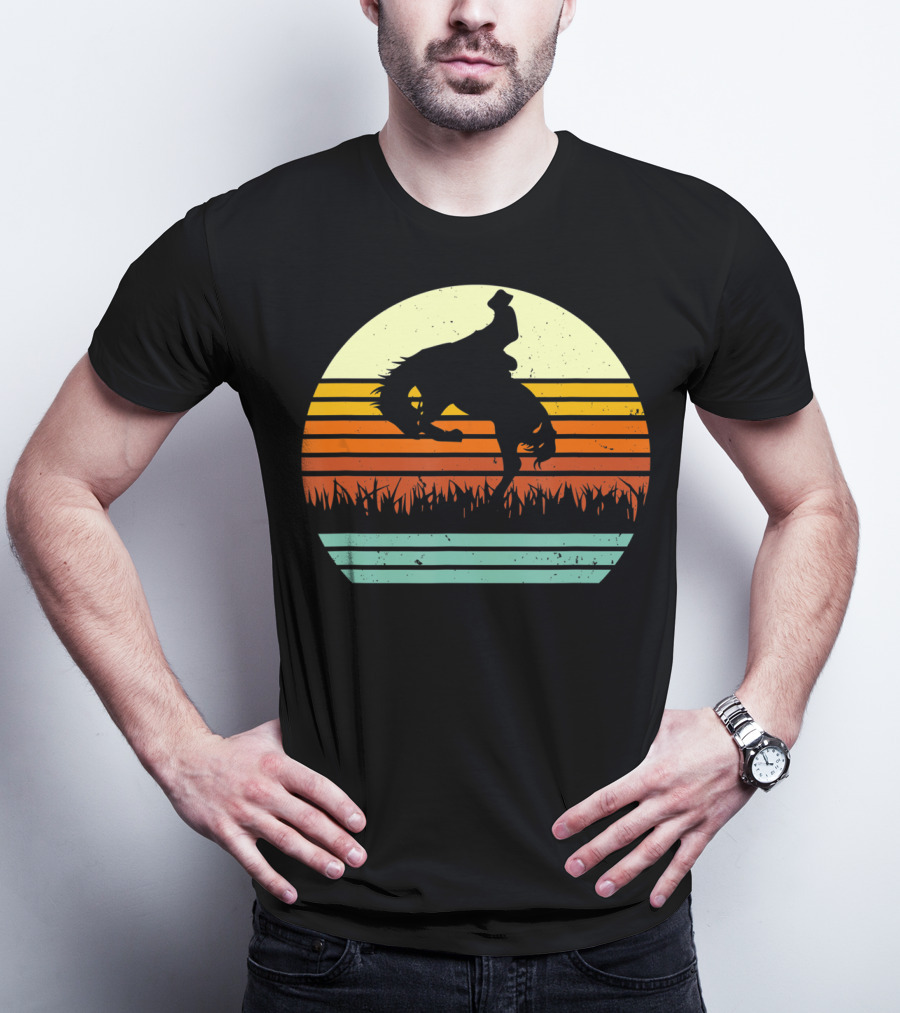Bucking Bronco Horse Sunset T-Shirt