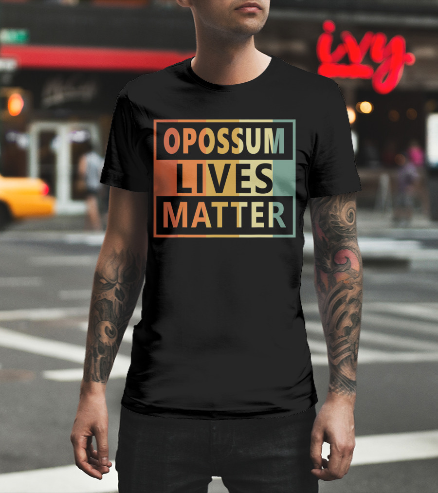 Opossum Lives Matter Vintage Vegan Opossum Lover Retro Stripes T-Shirt