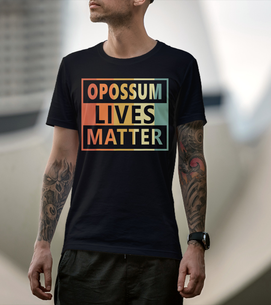 Opossum Lives Matter Vintage Vegan Opossum Lover Retro Stripes T-Shirt