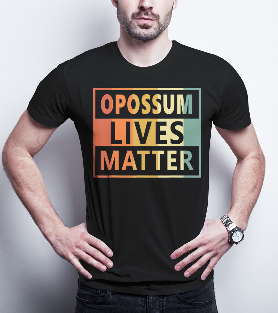 Opossum Lives Matter Vintage Vegan Opossum Lover Retro Stripes T-Shirt