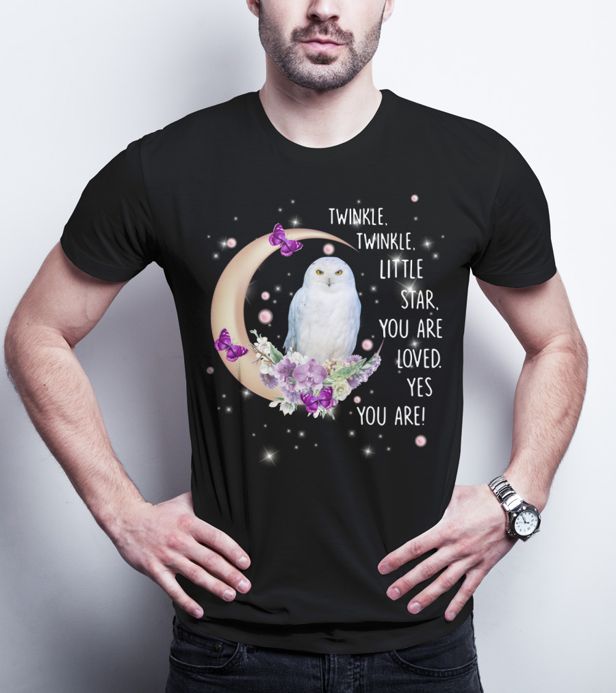 Twinkle Twinkle Little Star You Are Loved Yes You Are Owl Moon Butterflies T-Shirt
