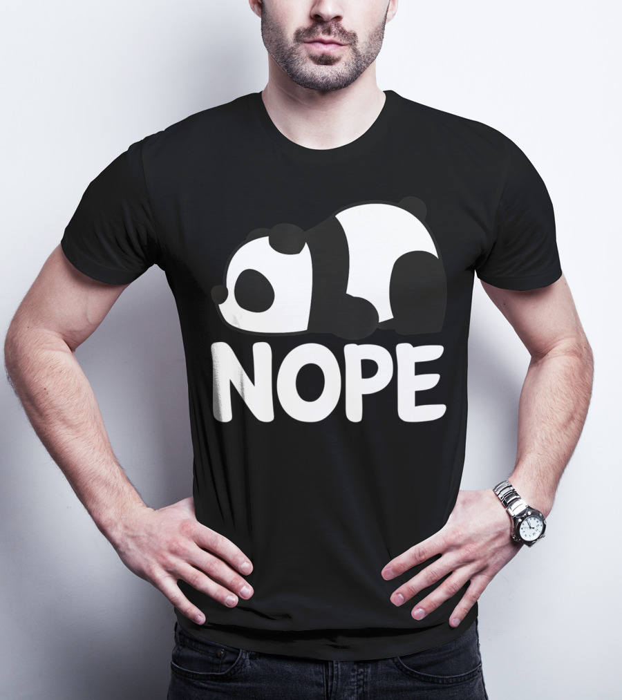 Nope Not Today Lazy Panda Womens Girls Animal T-Shirt