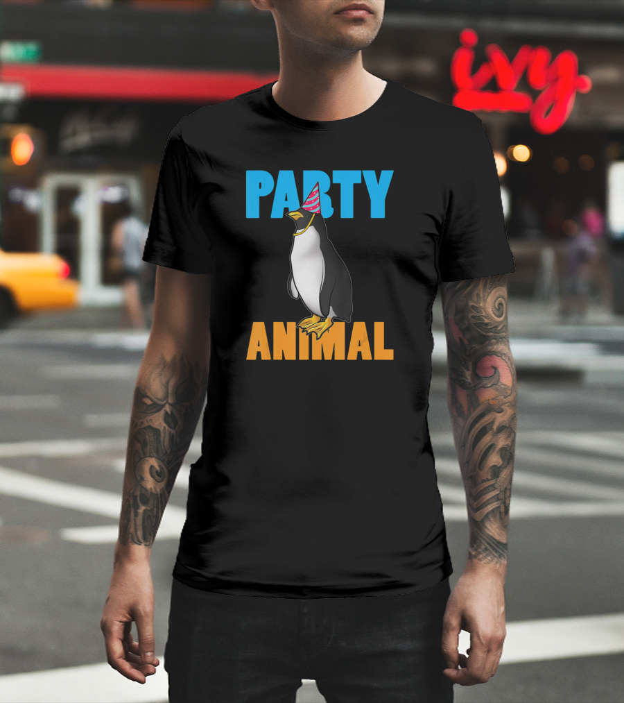 Party Animal Penguin Funny Birthday Meme T-Shirt