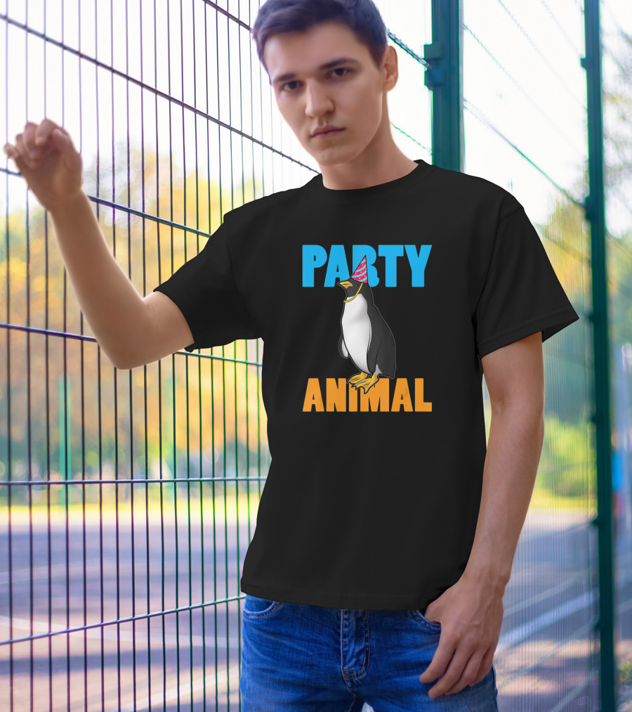 Party Animal Penguin Funny Birthday Meme T-Shirt