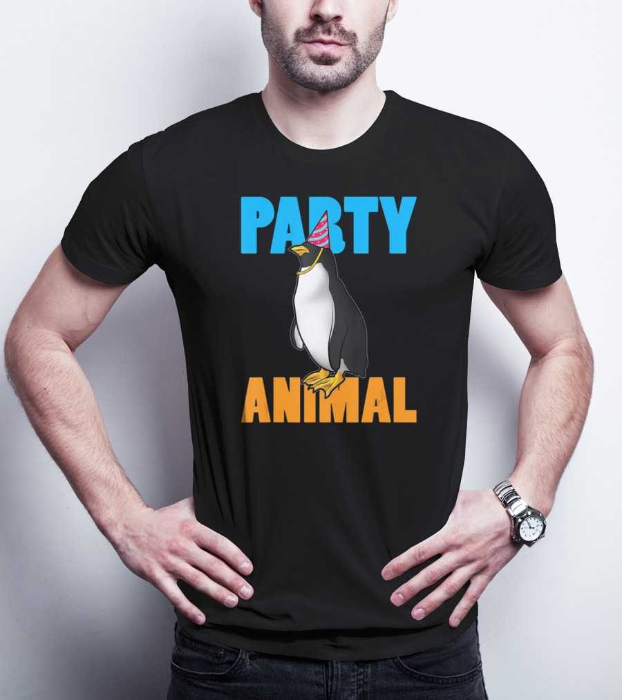 Party Animal Penguin Funny Birthday Meme T-Shirt