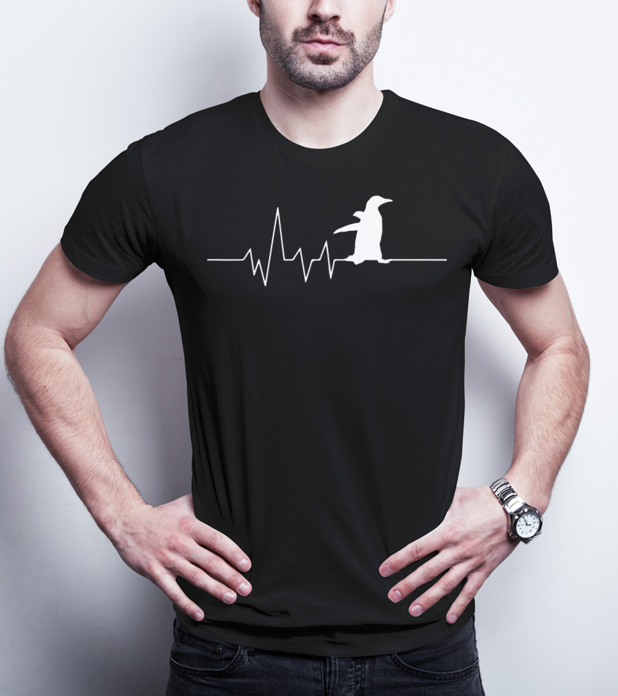 Penguin Heartbeat Rhythm Funny EKG Animal Lover T-Shirt