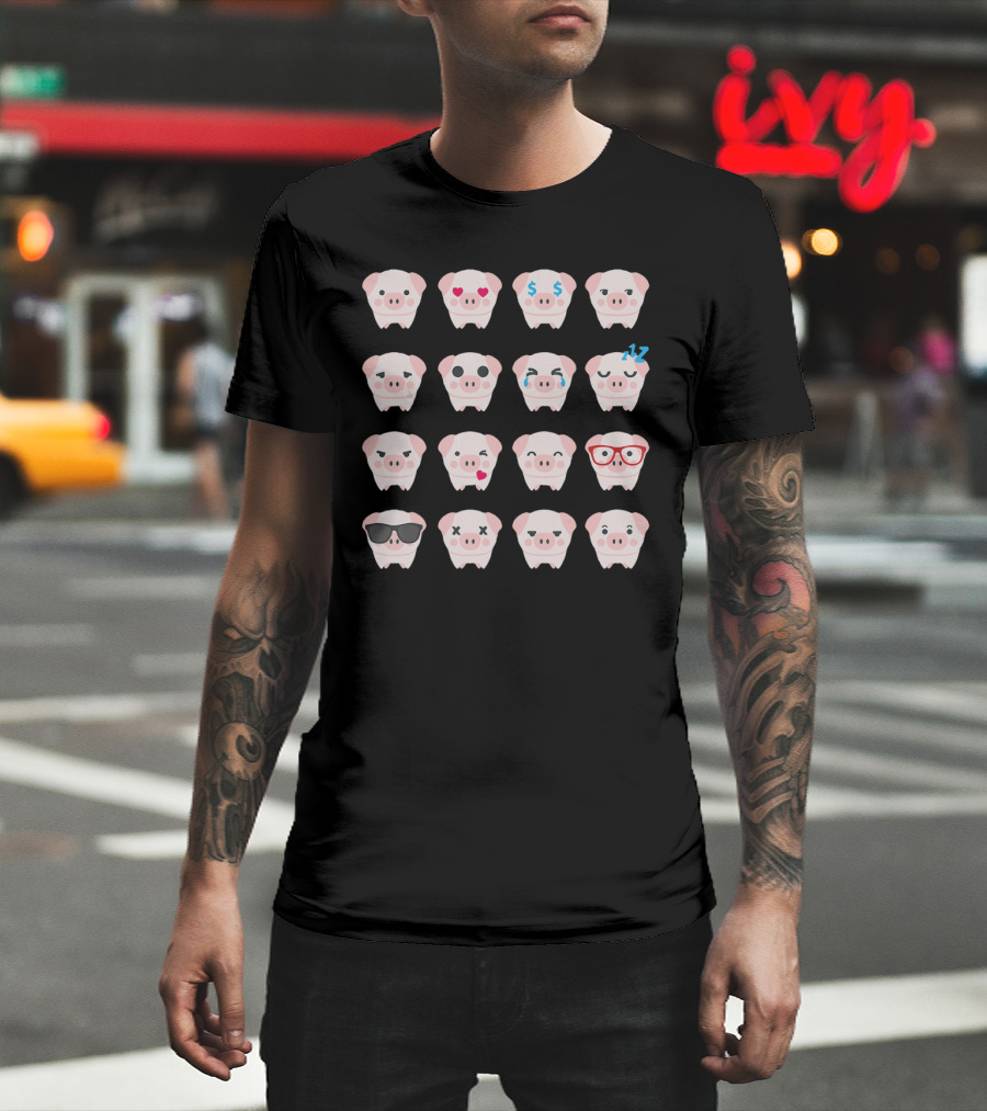 Pig Emoji Expressions Pig Lover T-Shirt