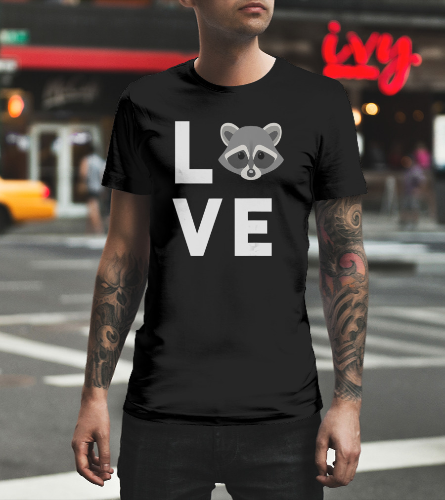LOVE Raccoon Cute I Love Raccoons Funny Raccoon Lover T-Shirt