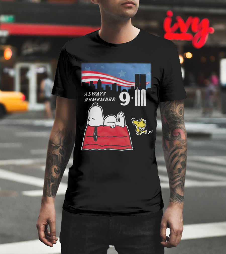 Always Remember 9 11 Snoopy Peanuts Movie Twin Towers T-Shirt