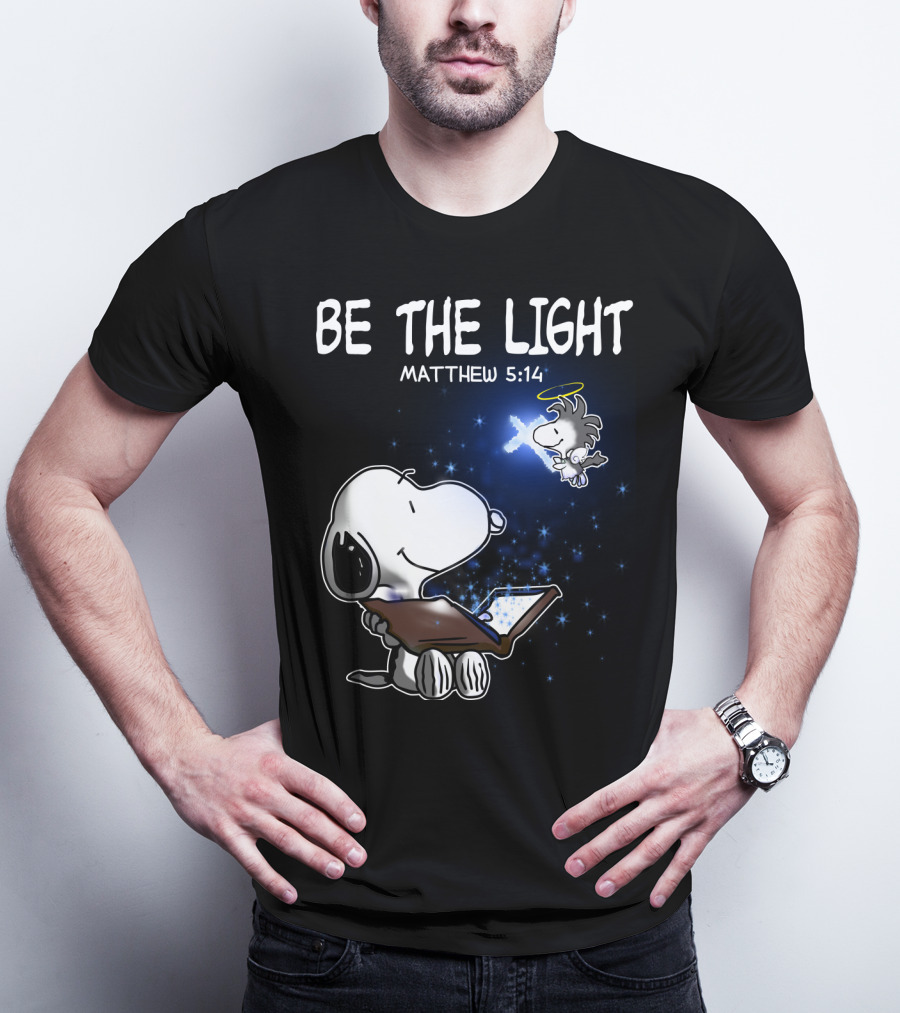 Be The Light Matthew 5:14 Snoopy The Peanuts Movie Woodstock Angel T-Shirt