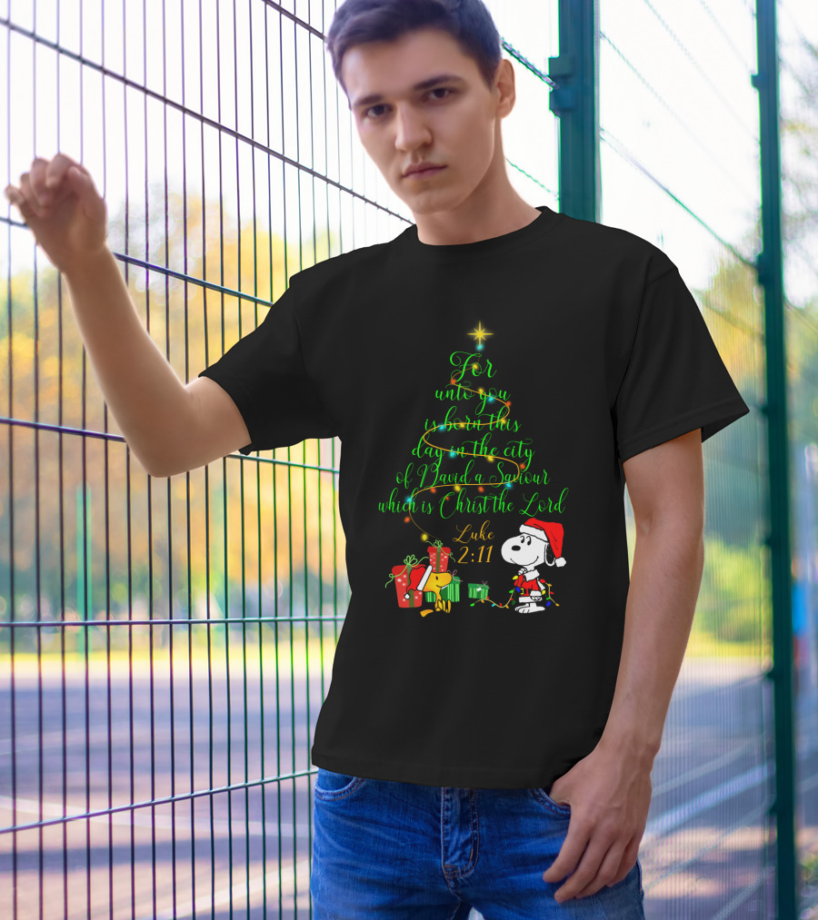 Christmas Snoopy Luke 2 11 For Unto You Is Born This Day T-Shirt