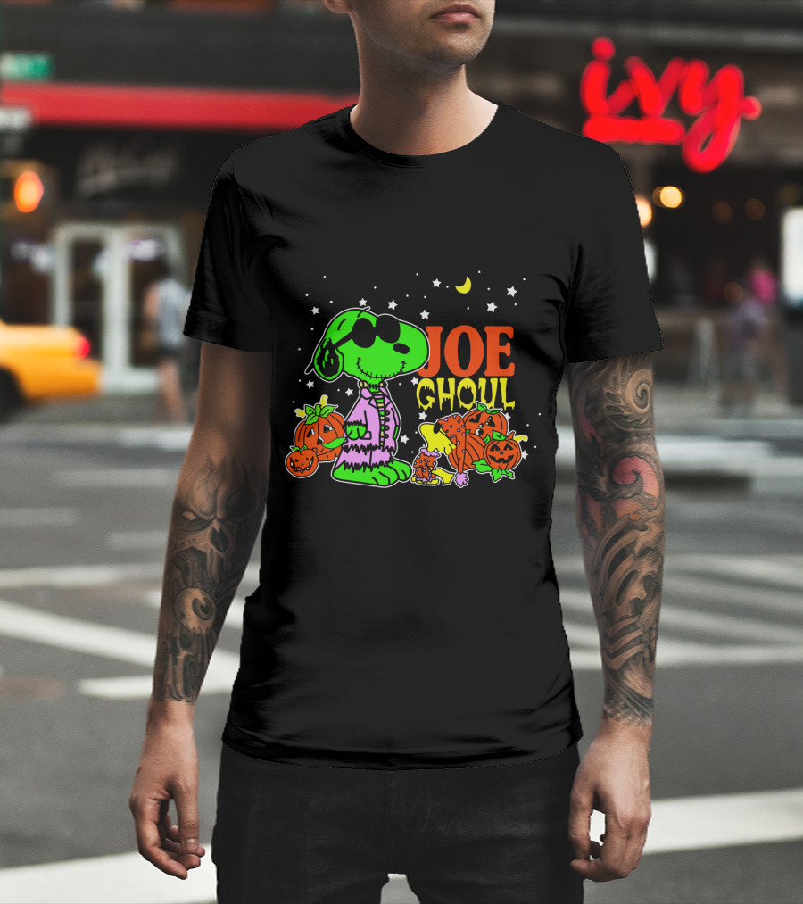 Joe Ghoul Halloween Snoopy Peanuts Pumpkins Moon Stars T-Shirt