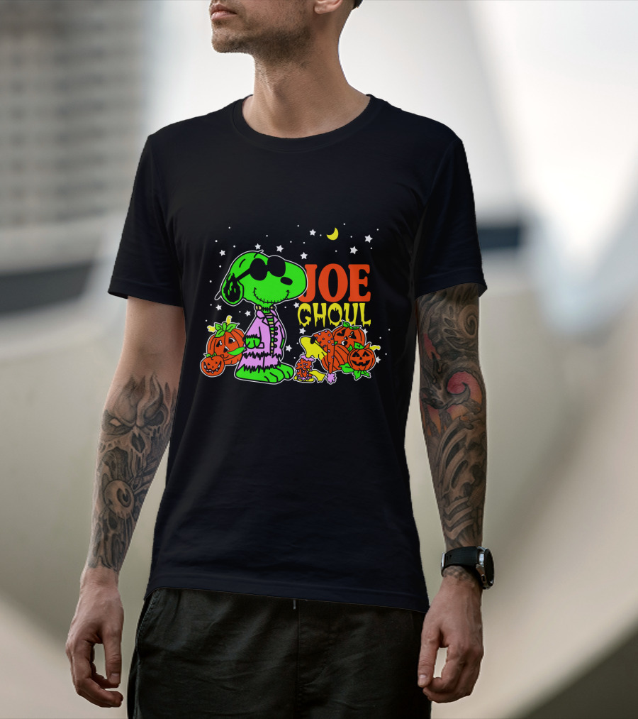Joe Ghoul Halloween Snoopy Peanuts Pumpkins Moon Stars T-Shirt