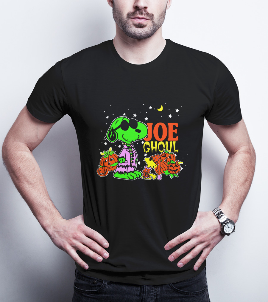 Joe Ghoul Halloween Snoopy Peanuts Pumpkins Moon Stars T-Shirt