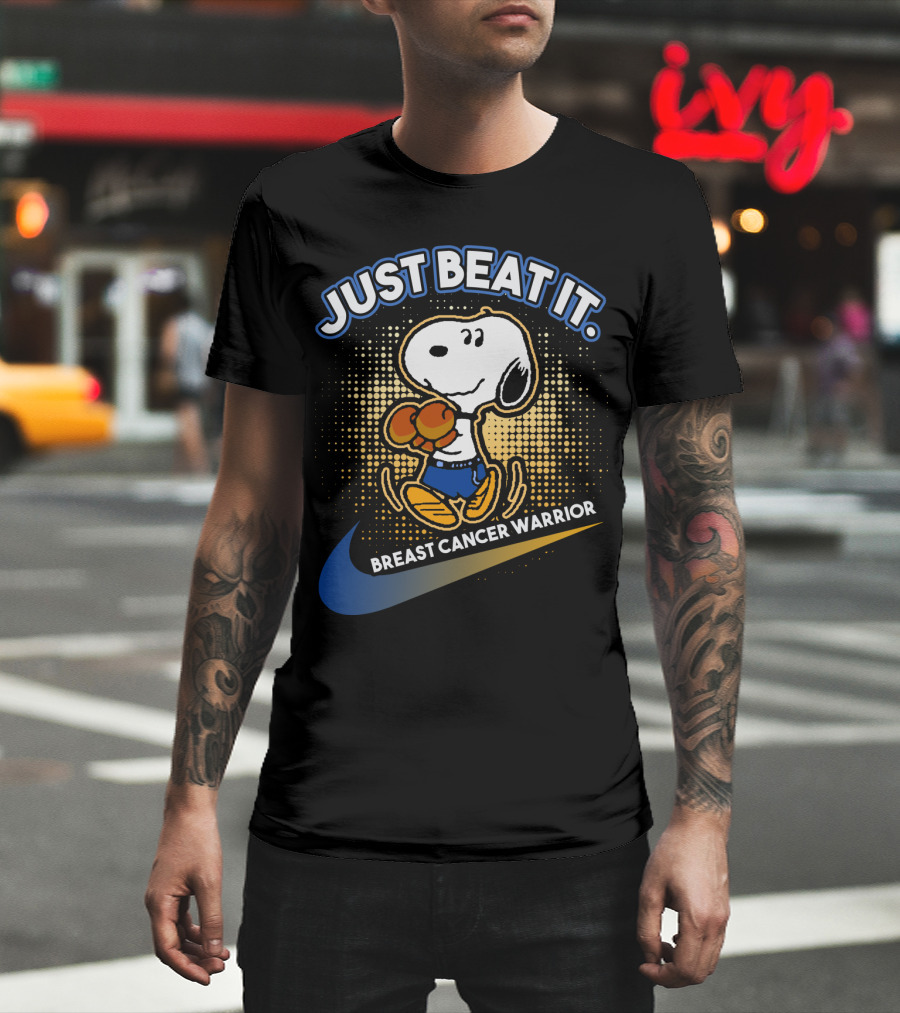Just Beat It Snoopy Breast Cancer Warrior T-Shirt