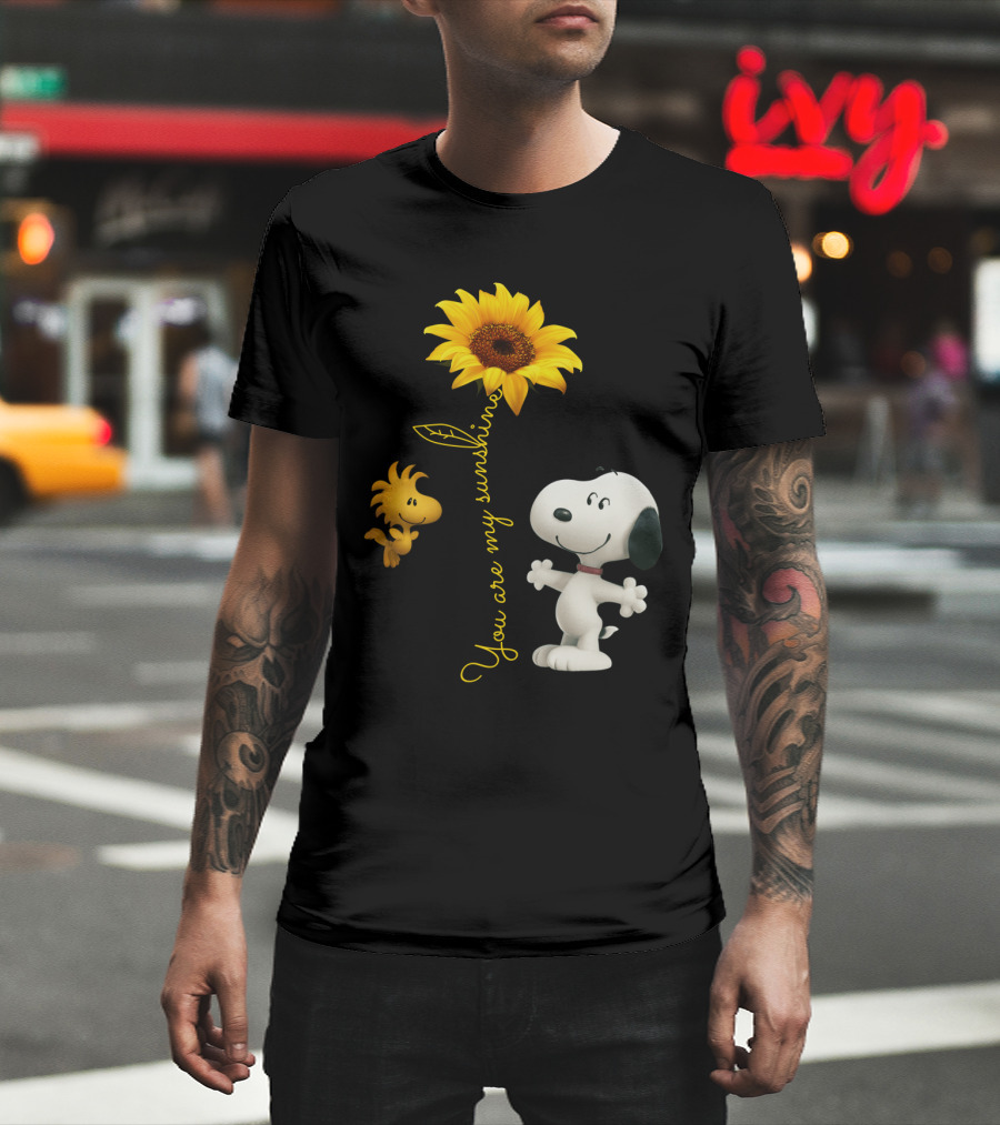 You Are My Sunshine Hippie Snoopy Woodstock Sunflower Peanuts Movie T-Shirt