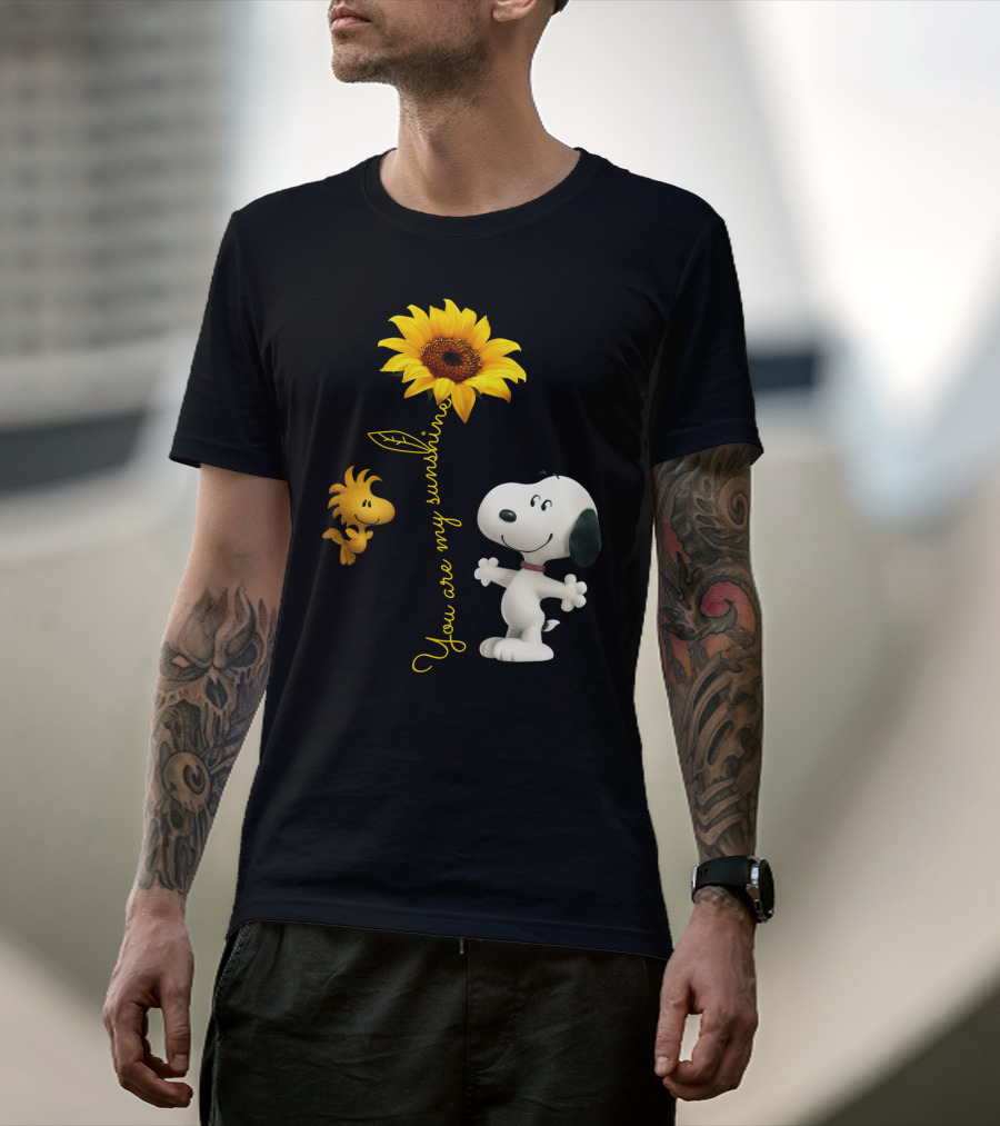 You Are My Sunshine Hippie Snoopy Woodstock Sunflower Peanuts Movie T-Shirt