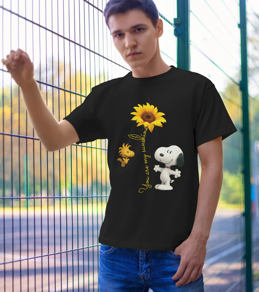 You Are My Sunshine Hippie Snoopy Woodstock Sunflower Peanuts Movie T-Shirt