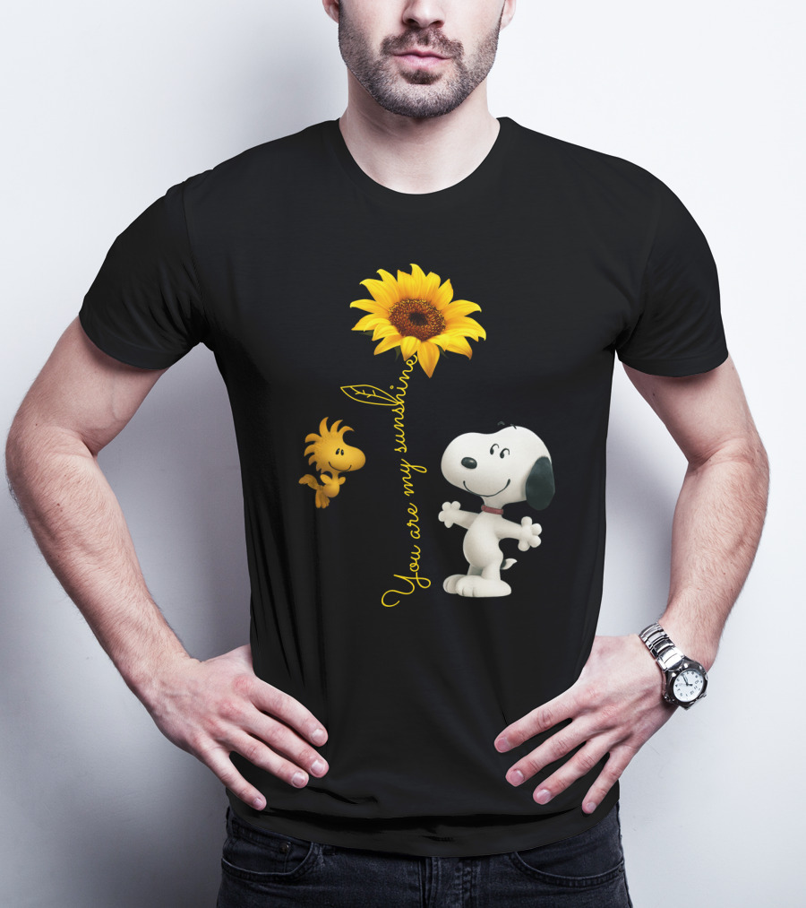 You Are My Sunshine Hippie Snoopy Woodstock Sunflower Peanuts Movie T-Shirt