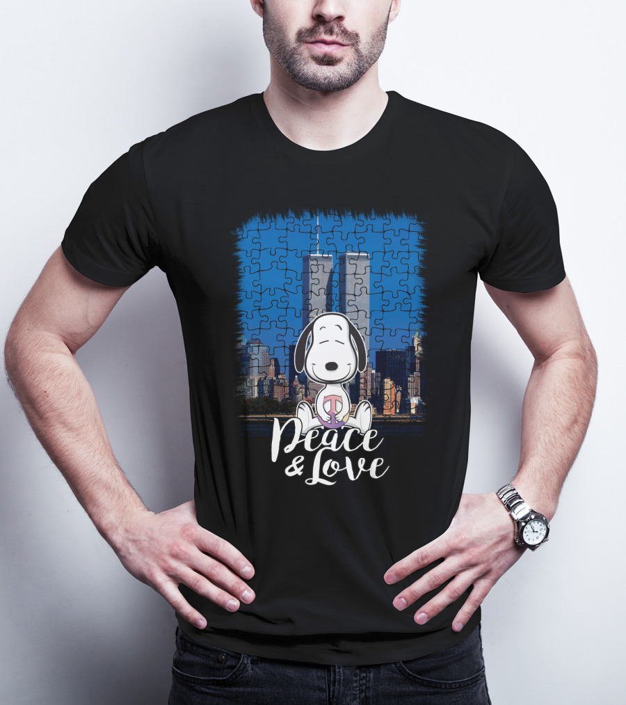 Peace And Love Snoopy 11th September The Peanuts Movie Twin Towers T-Shirt