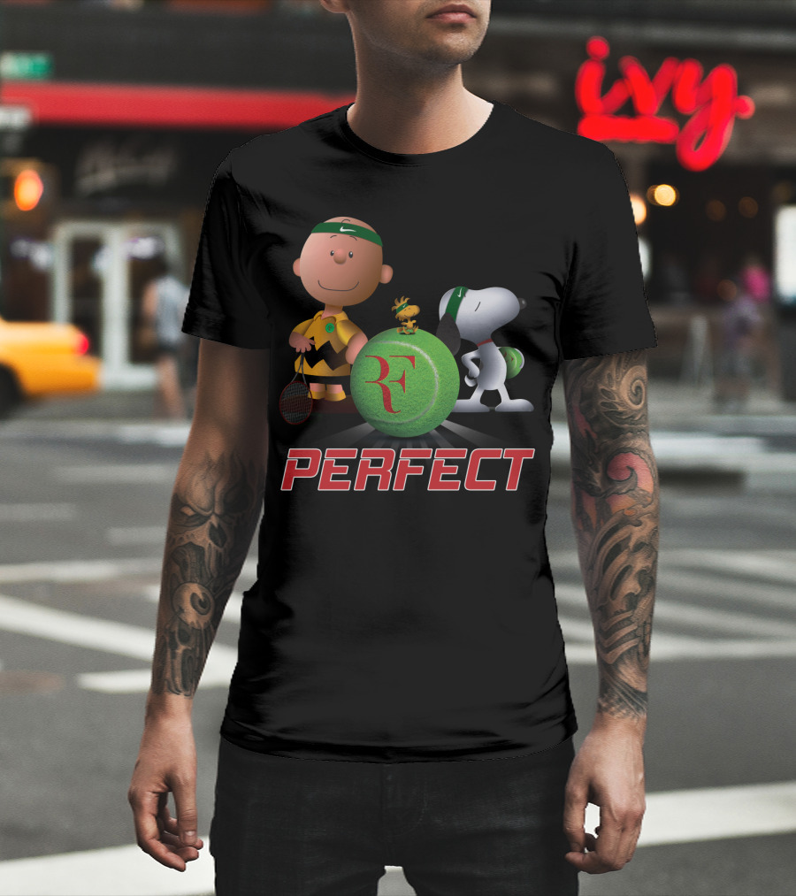 Perfect Roger Federer Tennis Pro Snoopy Charlie Brown Peanuts T-Shirt