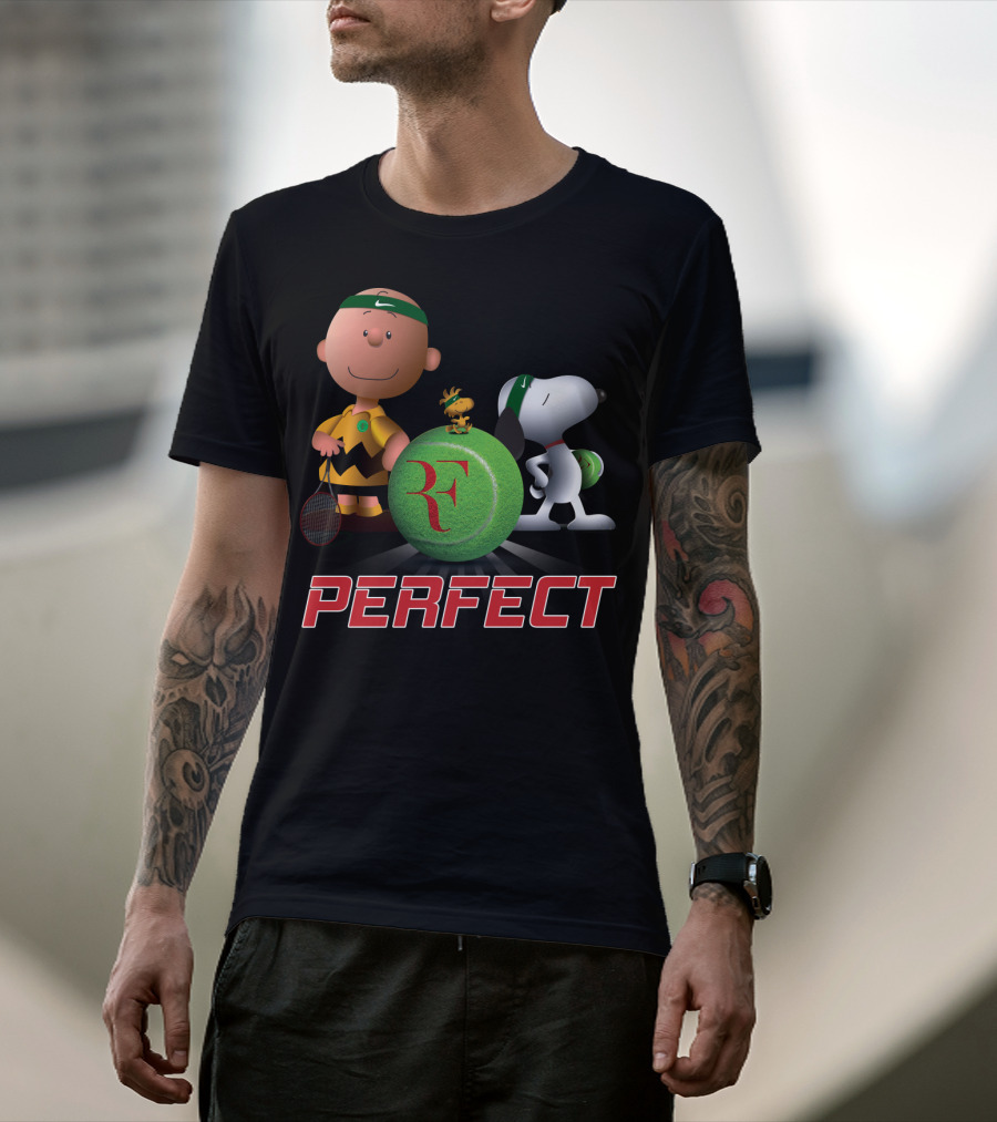 Perfect Roger Federer Tennis Pro Snoopy Charlie Brown Peanuts T-Shirt