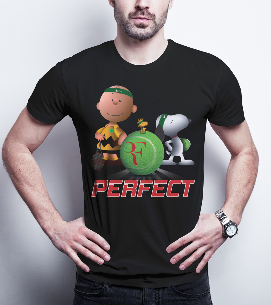 Perfect Roger Federer Tennis Pro Snoopy Charlie Brown Peanuts T-Shirt