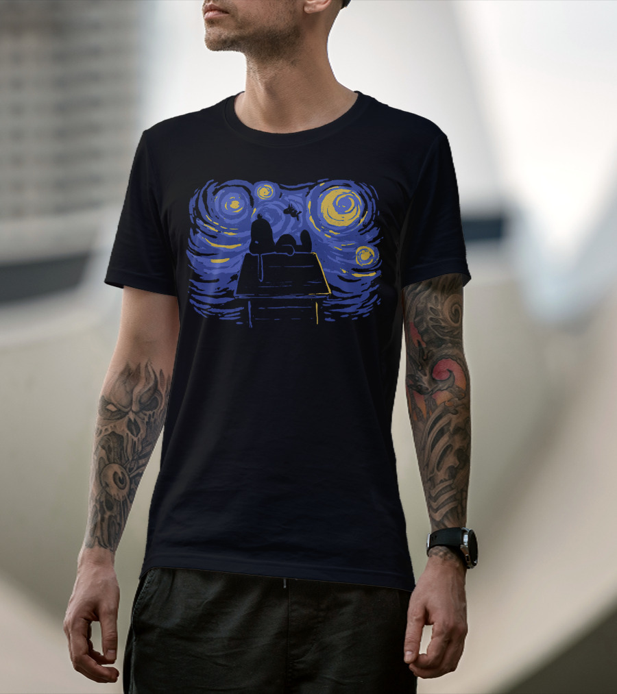 Van Gogh Starry Night Snoopy Peanuts Iconic T-Shirt