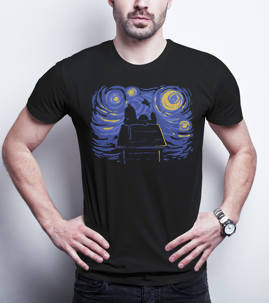 Van Gogh Starry Night Snoopy Peanuts Iconic T-Shirt
