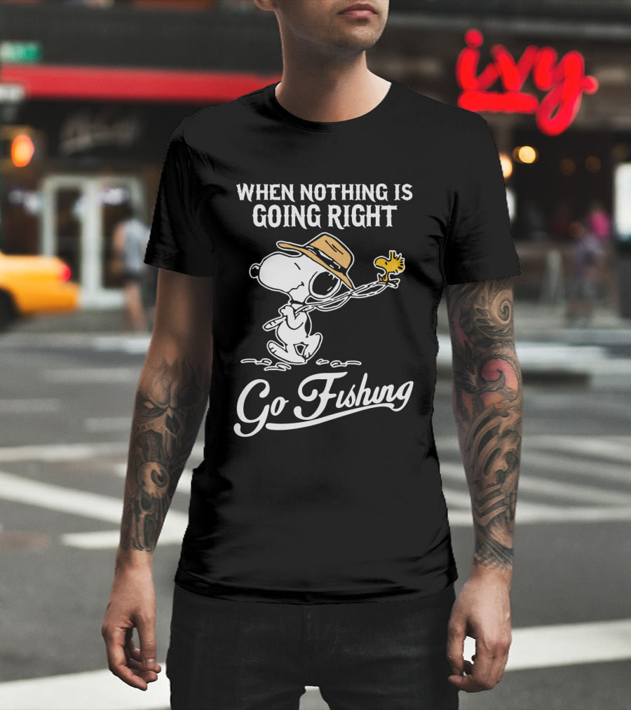 When Nothing Is Going Right Go Fishing Snoopy Peanuts T-Shirt