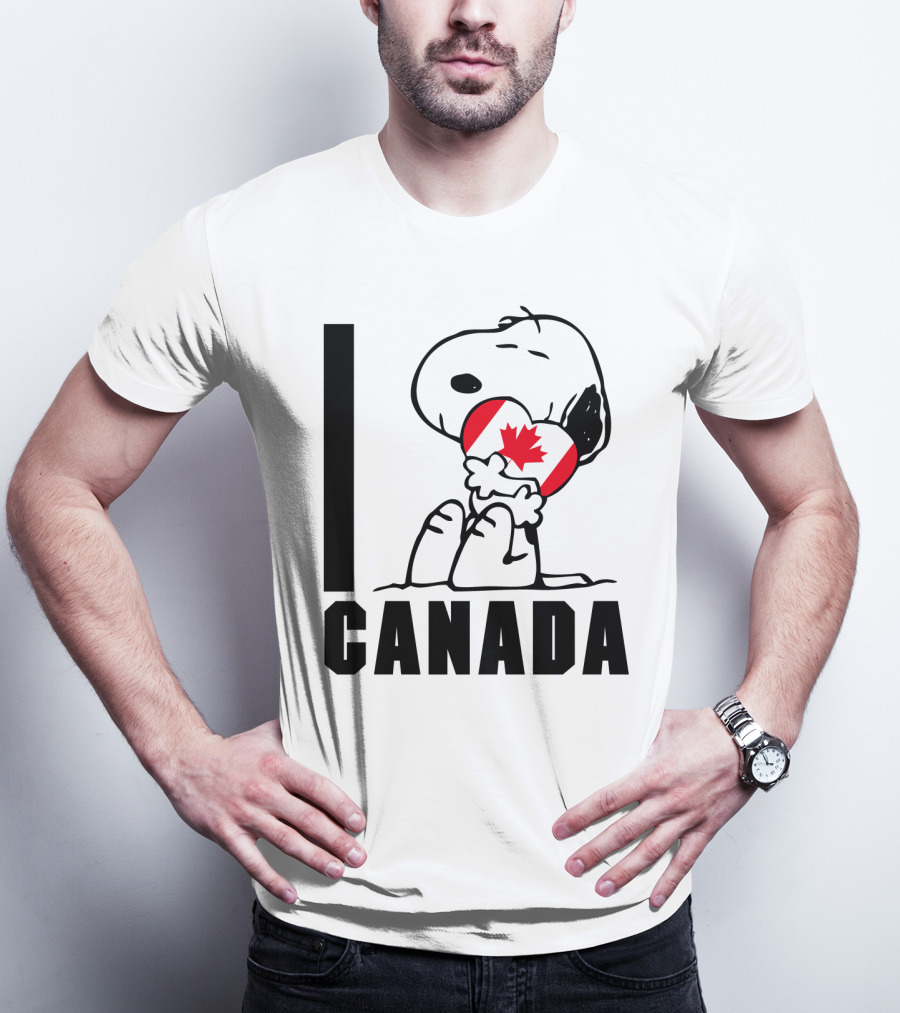 I Love Canada Snoopy Hugging Maple Leaf The Peanuts Movie T-Shirt