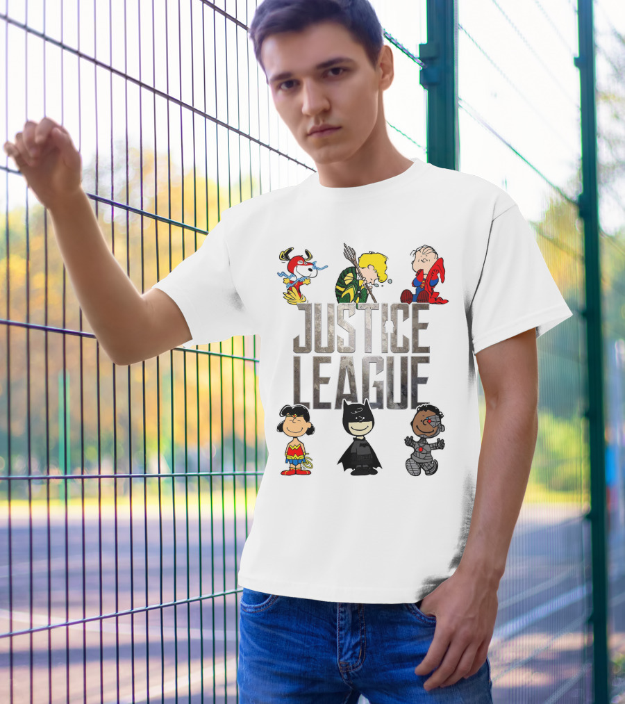 Justice League Peanuts Characters Featuring Snoopy Linus And Friends T-Shirt