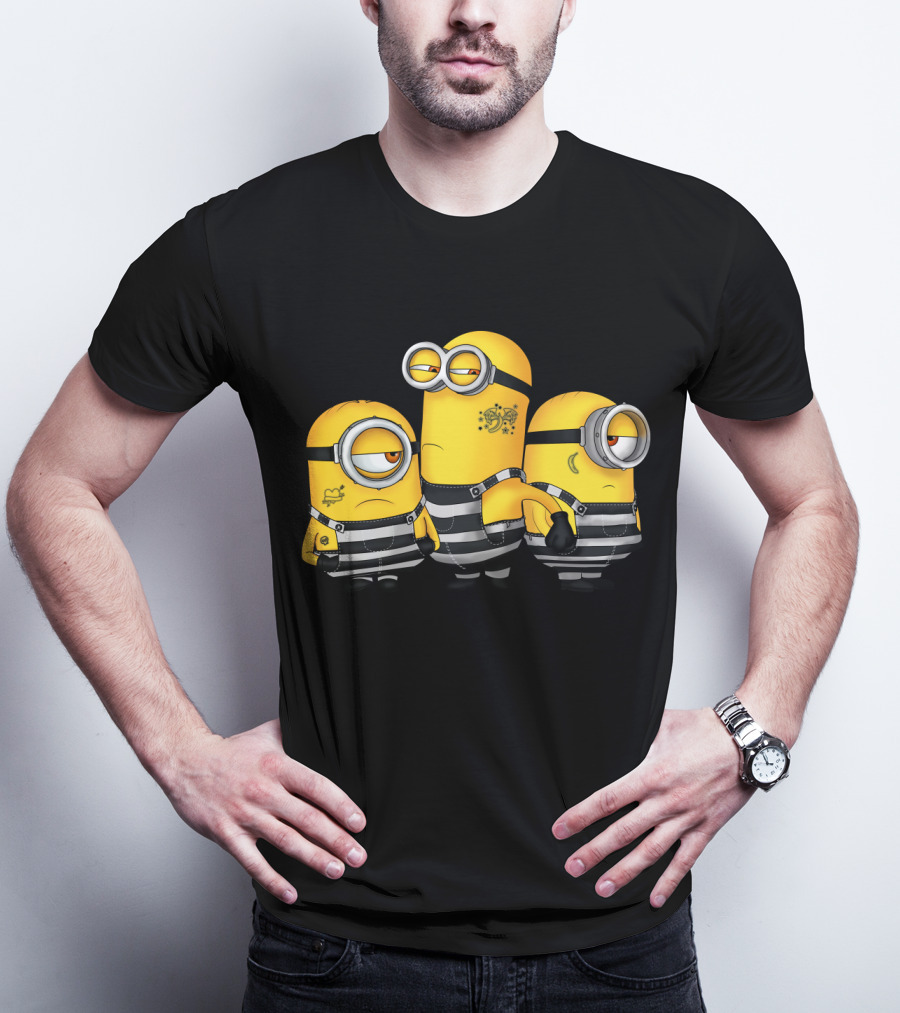 Guilty Wanted Minions Despicable Me Prison Stripes Crime Scene T-Shirt