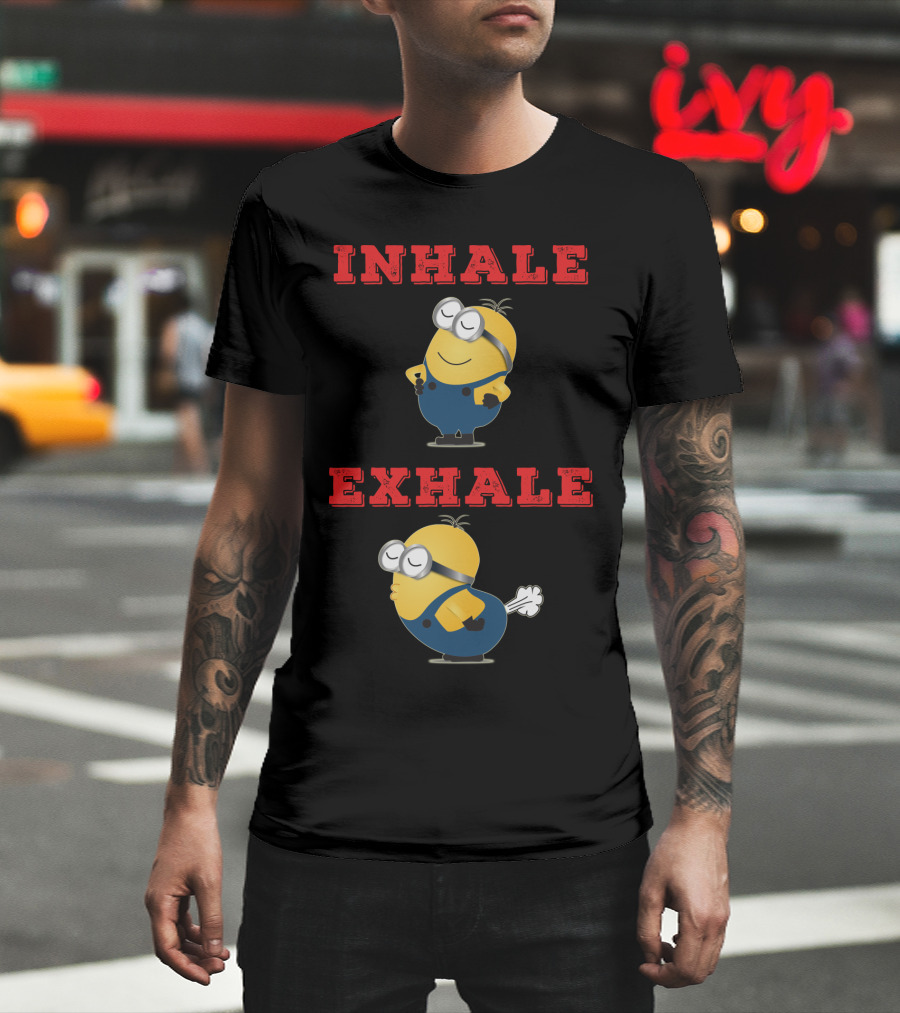 Minions Inhale Exhale Yoga Humor Despicable Me T-Shirt