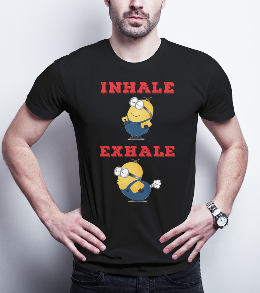 Minions Inhale Exhale Yoga Humor Despicable Me T-Shirt