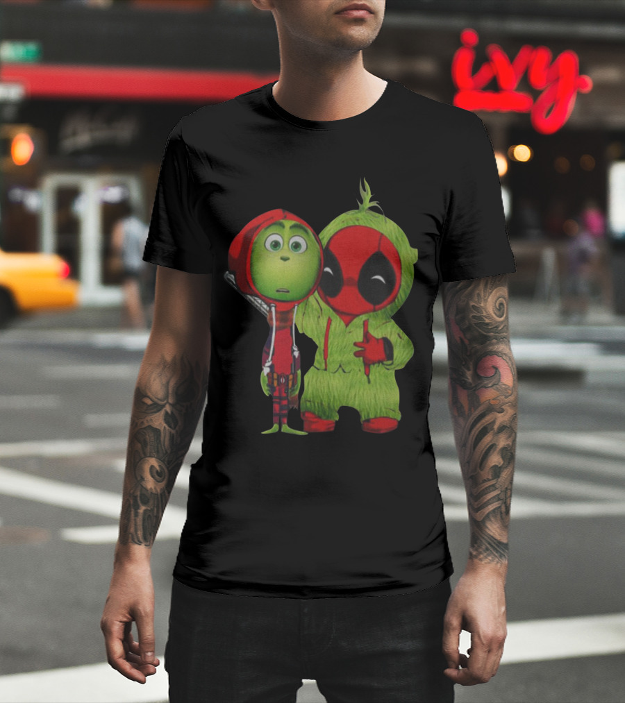Baby Deadpool And Grinch Mashup Playful Duo T-Shirt