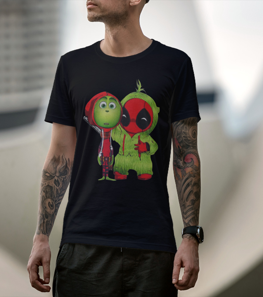 Baby Deadpool And Grinch Mashup Playful Duo T-Shirt