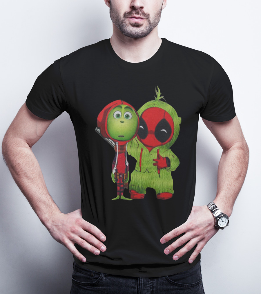 Baby Deadpool And Grinch Mashup Playful Duo T-Shirt