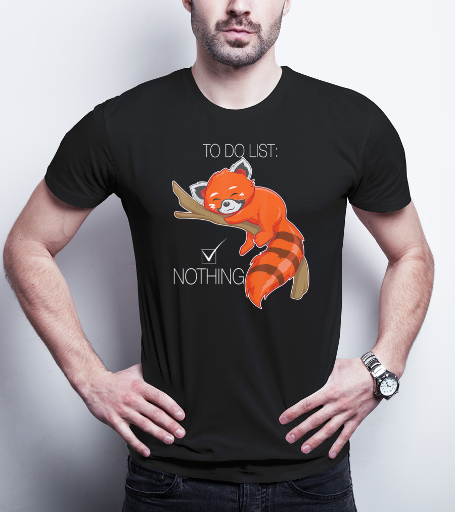 Red Panda To Do List Nothing Sleep Lazy Day T-Shirt