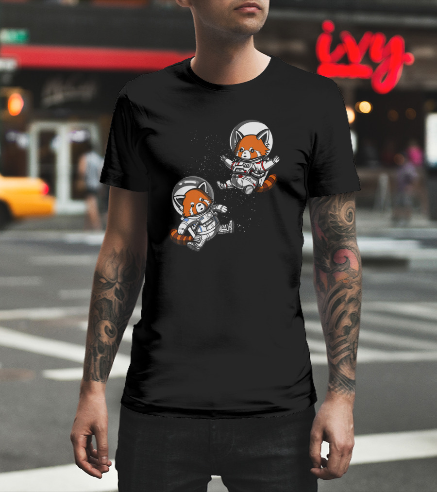 Red Panda Space Astronauts Cosmic Adventure T-Shirt