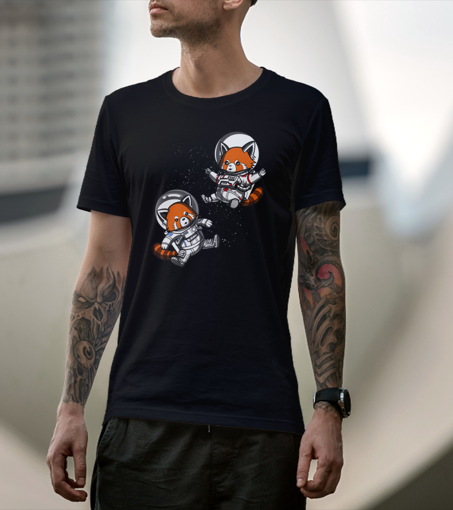 Red Panda Space Astronauts Cosmic Adventure T-Shirt